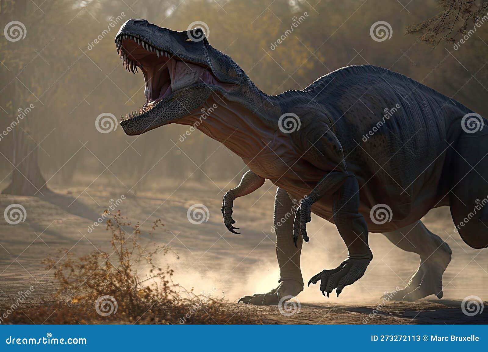 A Powerful and Fierce T-Rex Dinosaur - AI Generated Stock Illustration ...