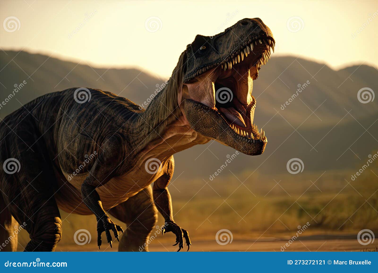 A Powerful and Fierce T-Rex Dinosaur - AI Generated Stock Illustration ...
