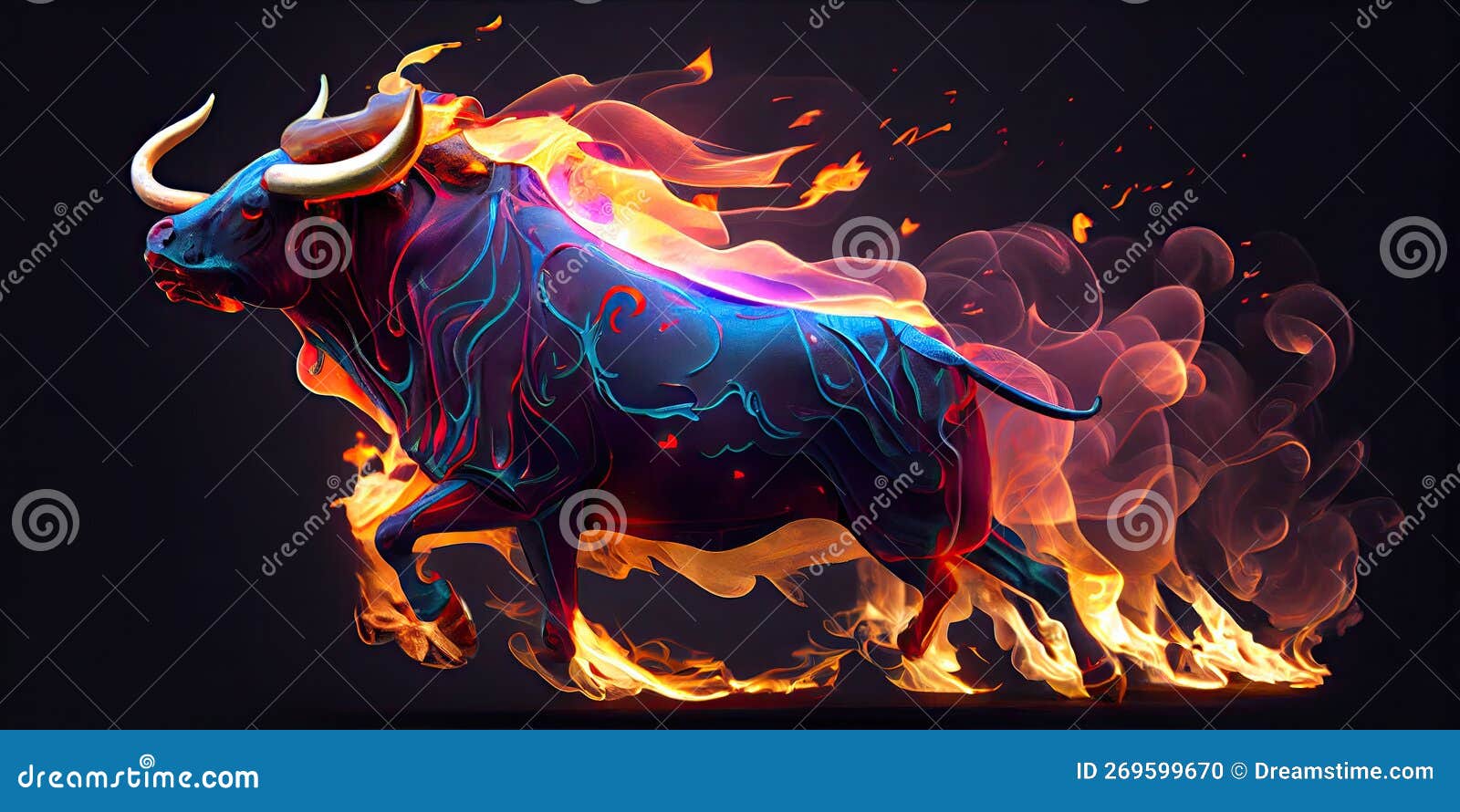Powerful Fighting Bull Concept. Stock Illustration - Illustration of ...