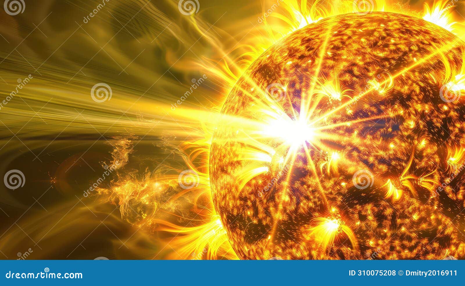 A Powerful Flare on the Sun Surface. Dazzling Flare Lights Up the Sun S ...