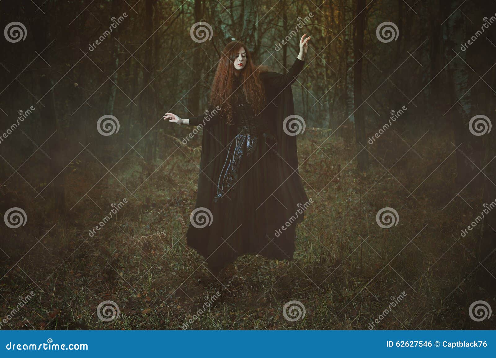 Powerful Forest Witch Levitation Stock Photo - Image of evil, power ...