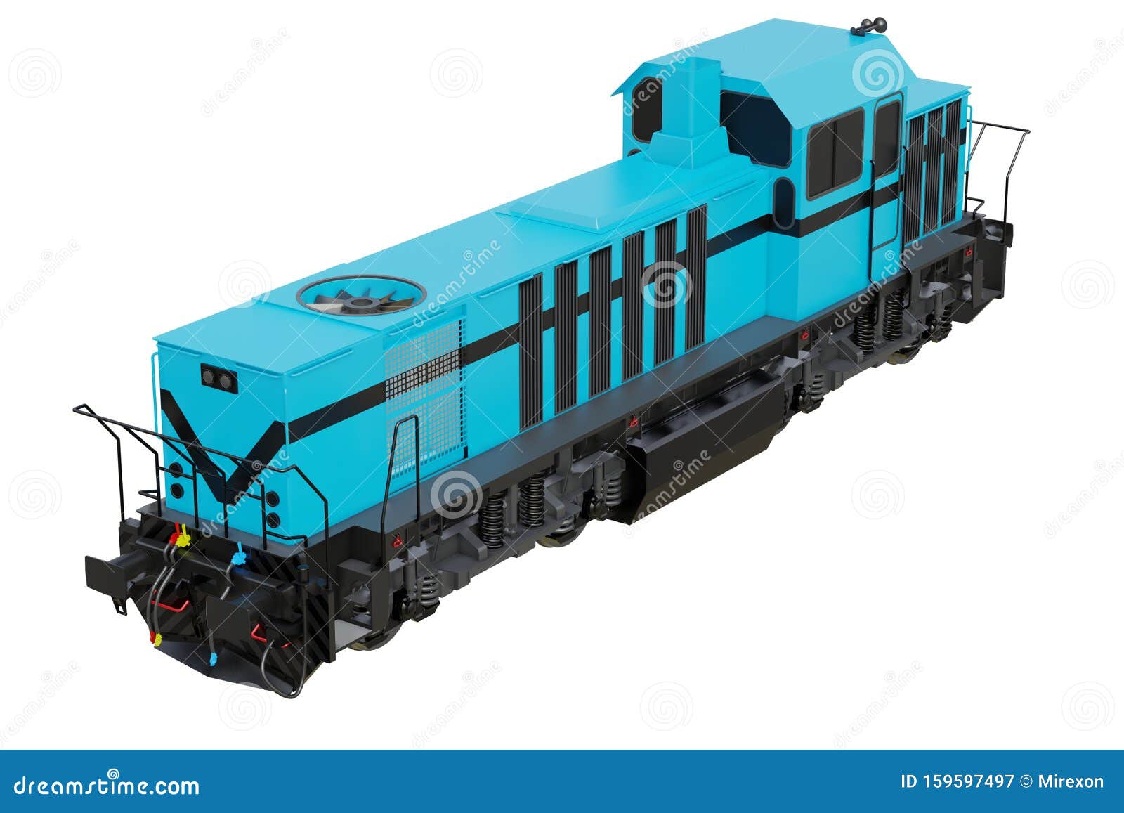 Powerful Freight Train on Isolated White Background. 3d Rendering Stock ...