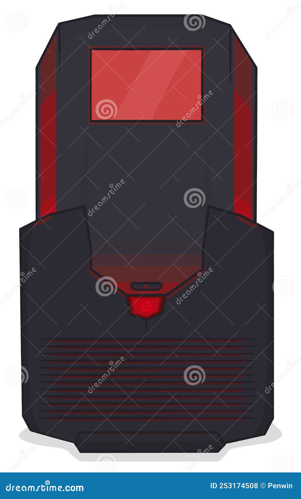 Powerful Gaming Tower Case with Red Lights and Screen, Vector ...