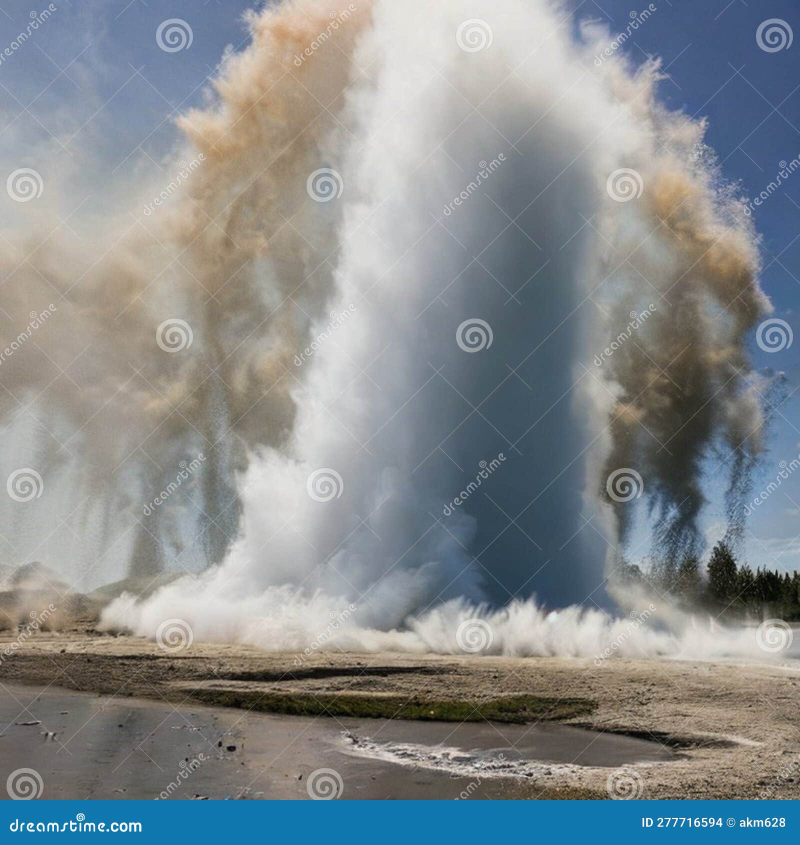 Powerful Geyser Eruption In Natural Landscape Royalty-Free Stock ...