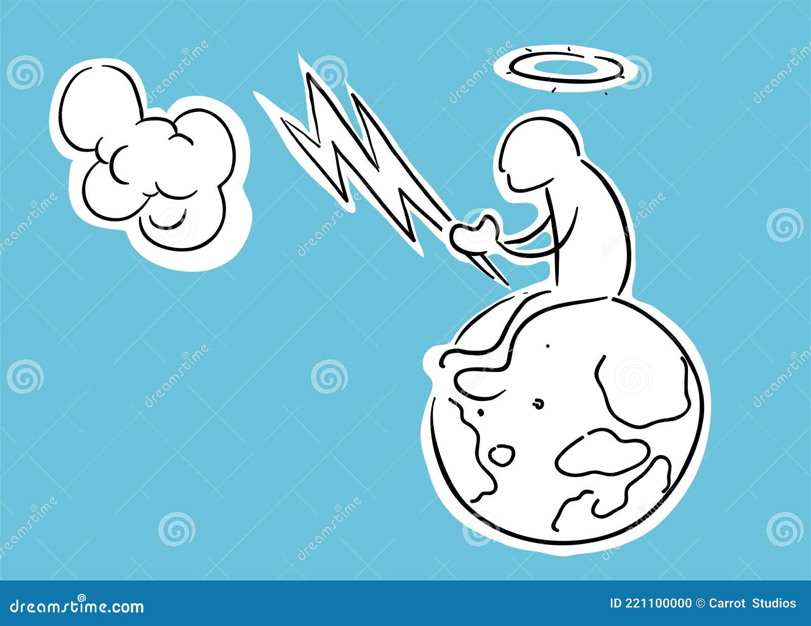 Powerful God Cloud Thunder Earth Stock Vector - Illustration of stick ...
