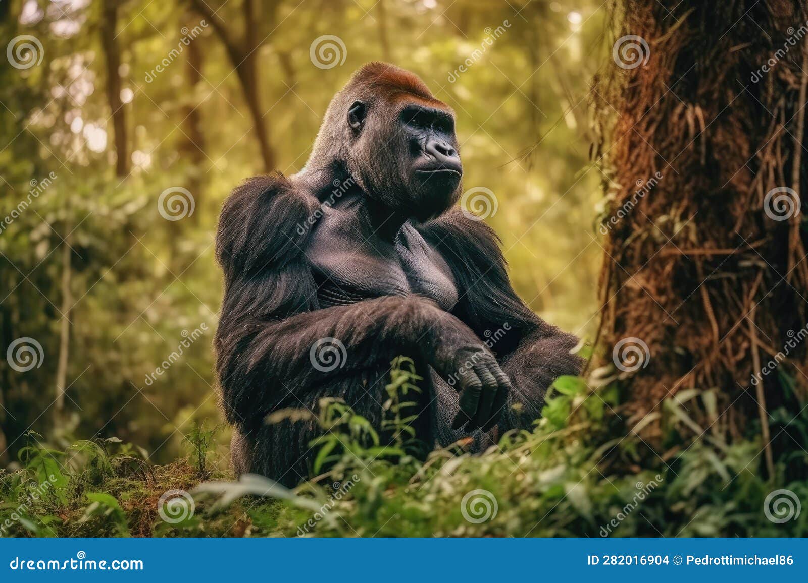 A Mighty Gorilla Roars And Shows His Fangs. Stock Image | CartoonDealer ...