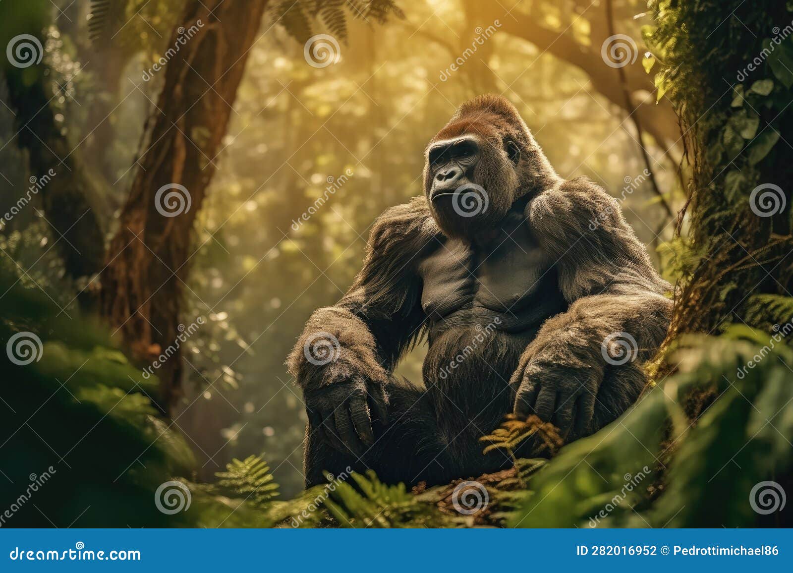 The Mighty Gorilla Powerful Primate Stock Illustration - Illustration ...