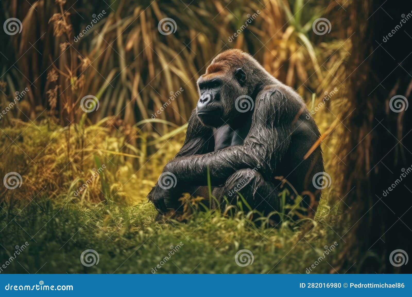 The Mighty Gorilla Powerful Primate Stock Illustration - Illustration ...