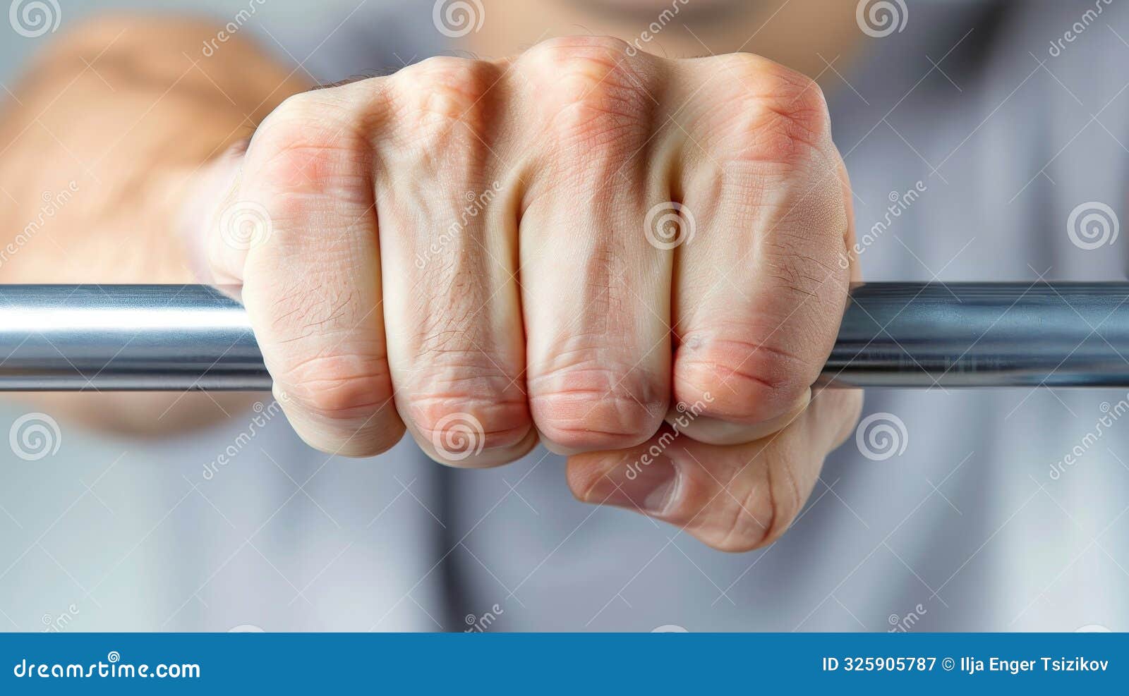Powerful Grip Hand on Pull Up Bar, Tense Muscles, Visible Veins ...