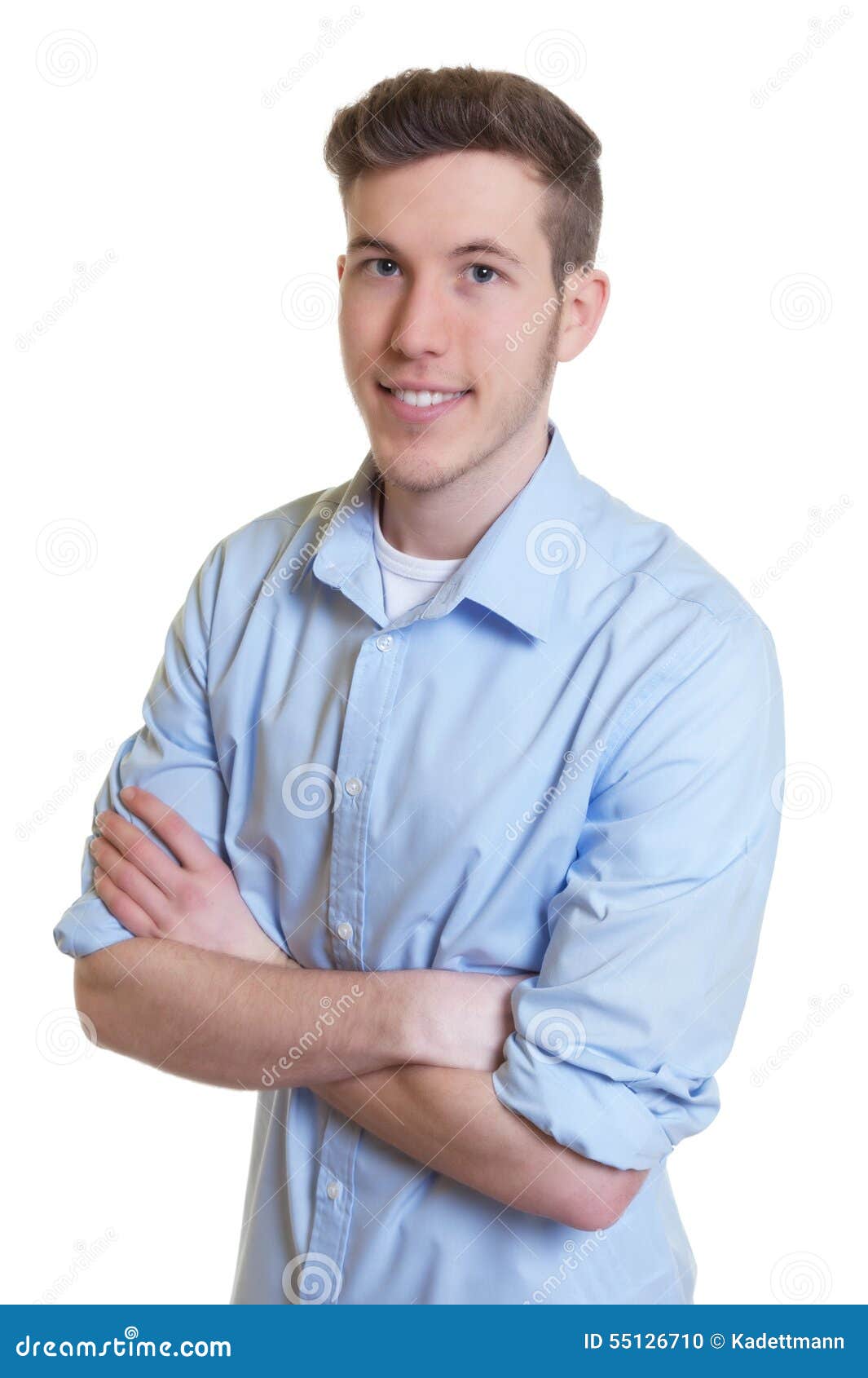 Powerful Guy in a Blue Shirt Stock Photo - Image of blue, english: 55126710