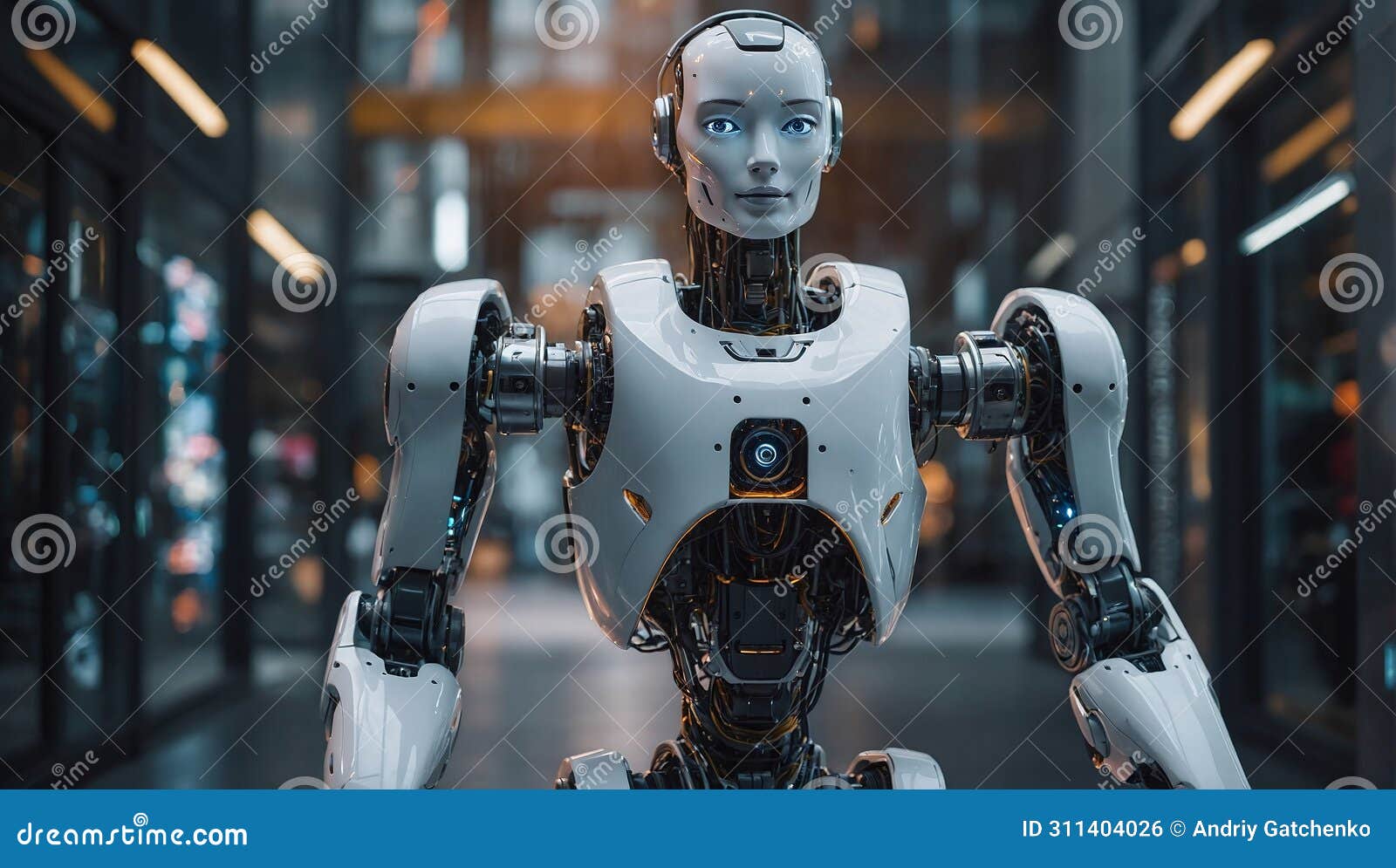Powerful Humanoid Robot Works in a Factory Doing Heavy Work instead of ...