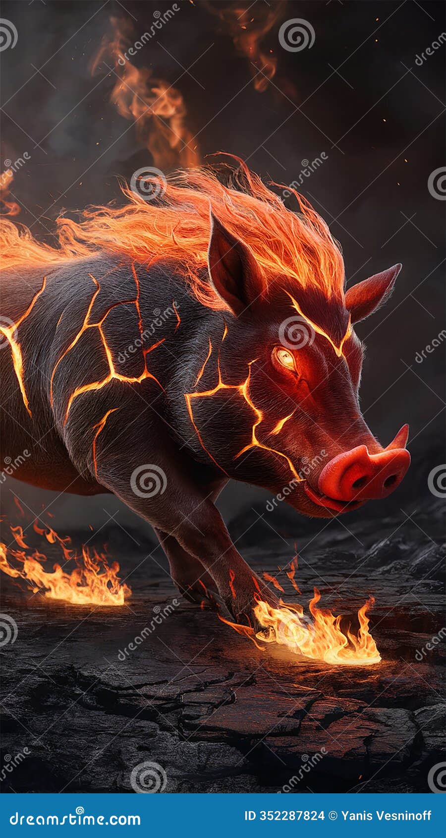 A Powerful Hybrid Creature, Blending the Form of a Hog with the Essence ...