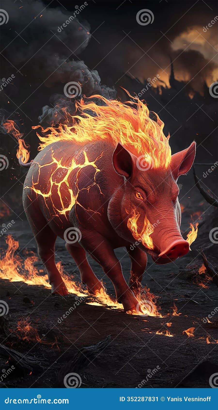 A Powerful Hybrid Creature, Blending the Form of a Hog with the Essence ...