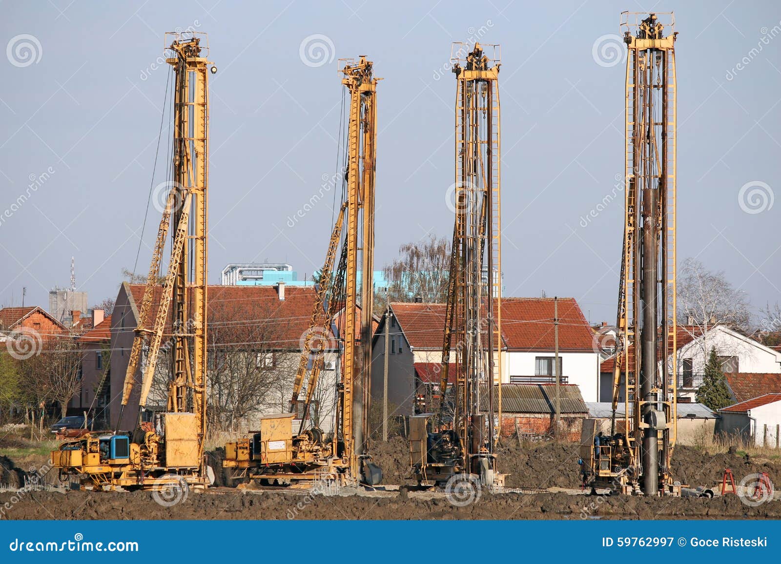 Powerful Hydraulic Drilling Machines on Construction Site Stock Image ...