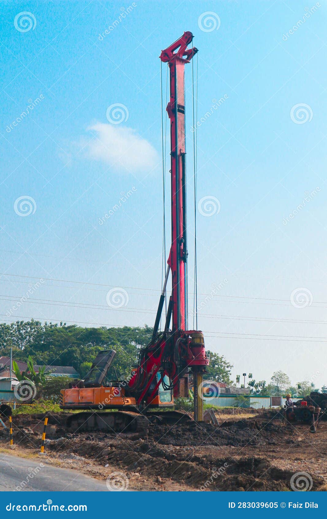 Powerful Hydraulic Machine Drilling Rig on a Construction Site ...