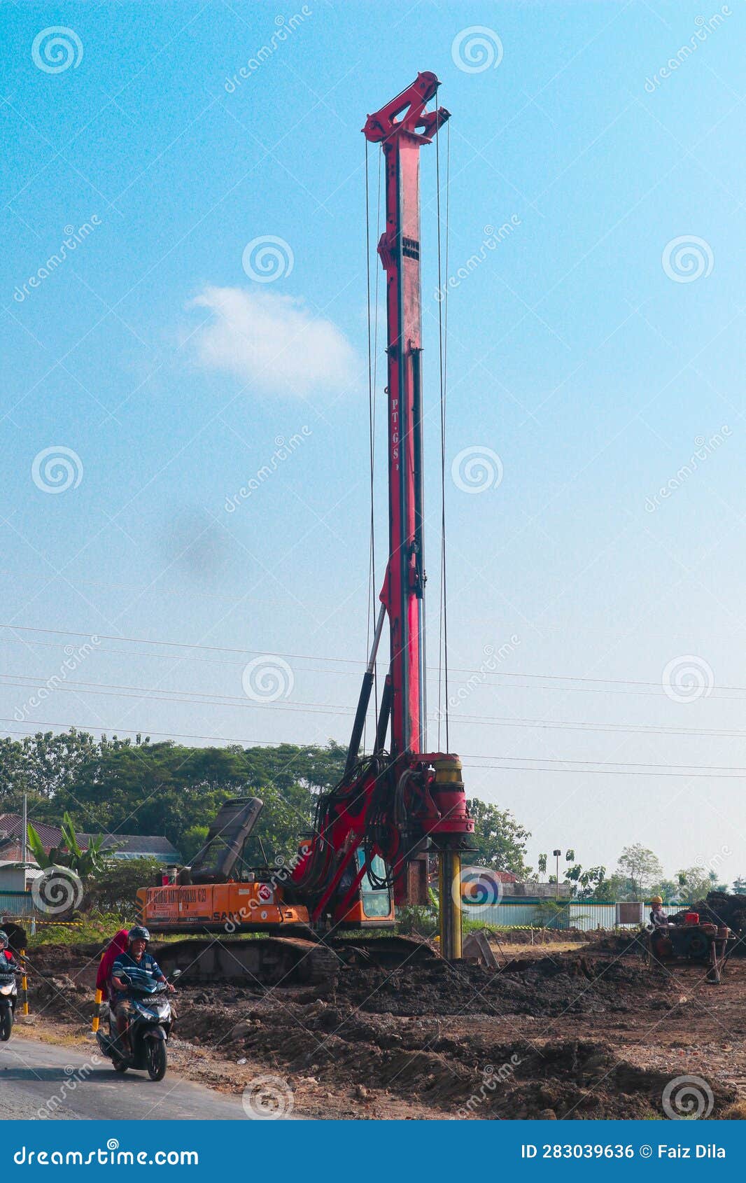 Powerful Hydraulic Machine Drilling Rig on a Construction Site ...