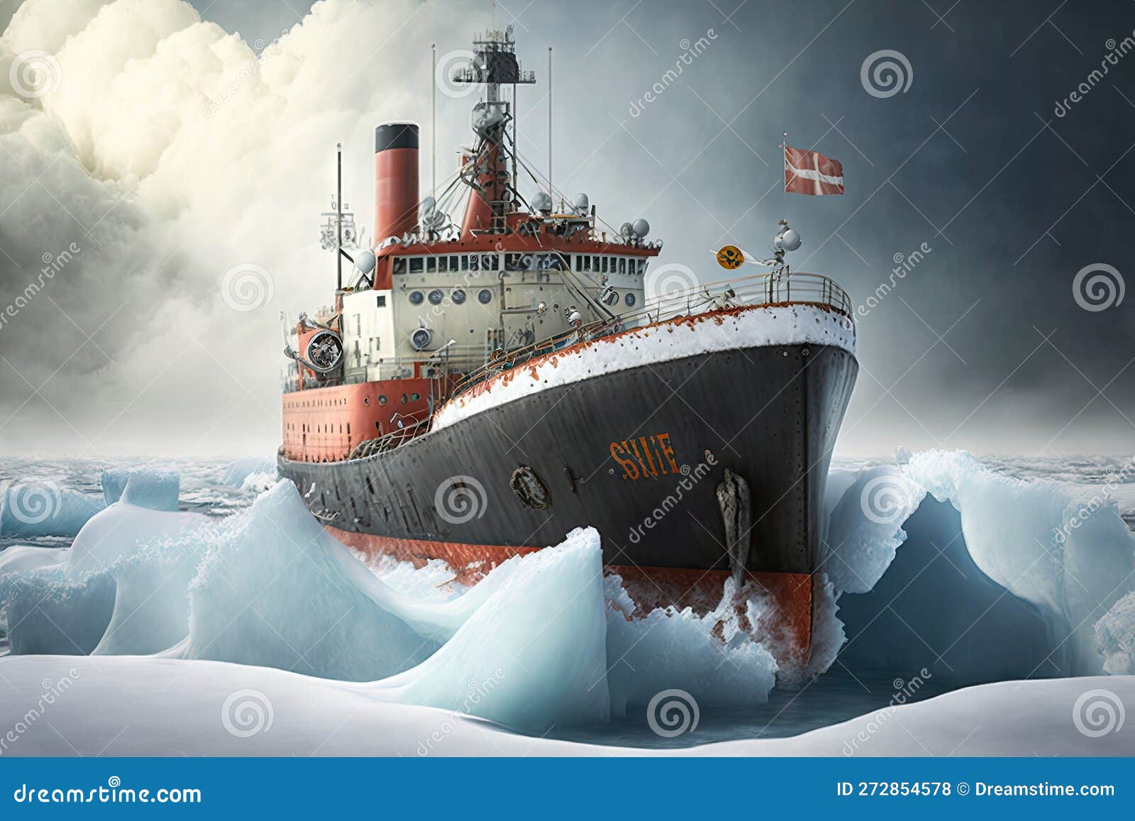 Powerful Icebreaker Ship for Sailing through Ice To North Stock Photo ...
