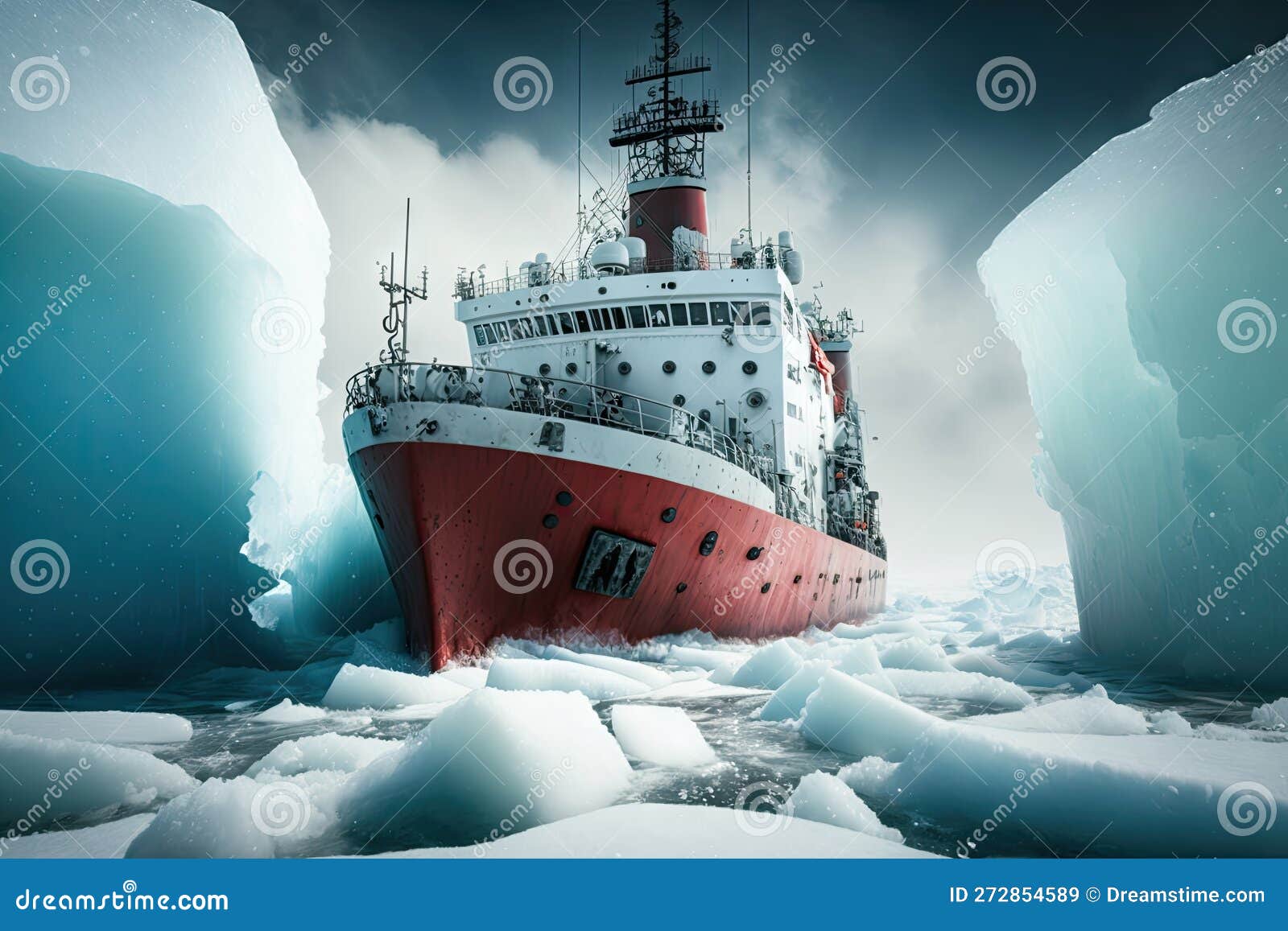 Powerful Icebreaker Ship for Sailing through Ice To North Stock Image ...