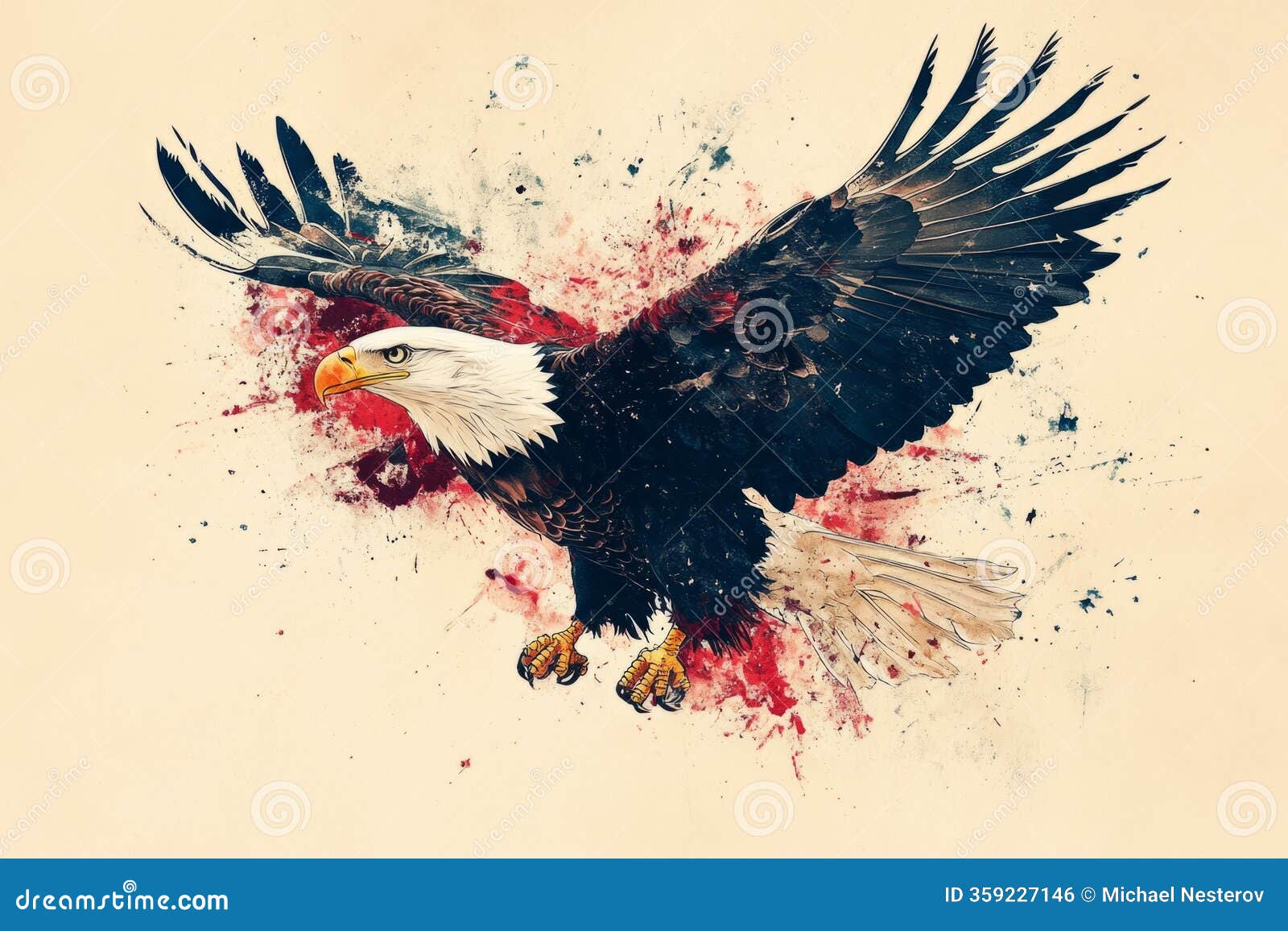 Powerful Illustration of a Bald Eagle in Flight, Enhanced with a ...