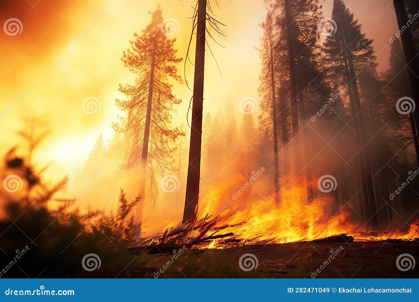 A Powerful Illustration of a Massive Forest Fire. Created with ...