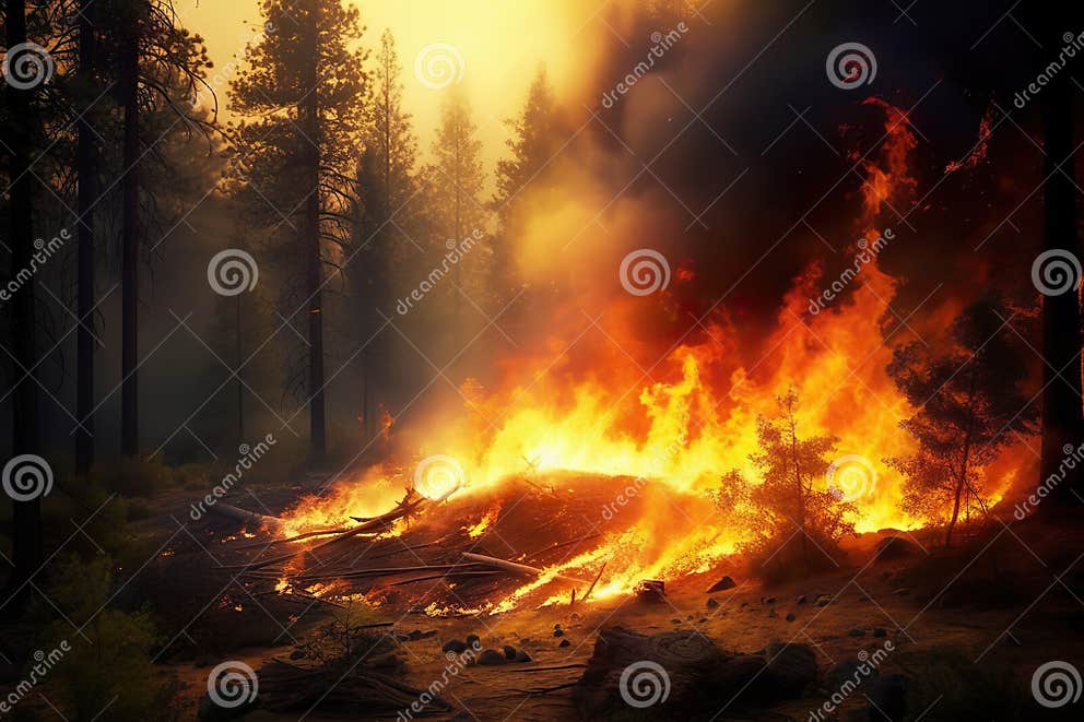 A Powerful Illustration of a Massive Forest Fire. Created with ...
