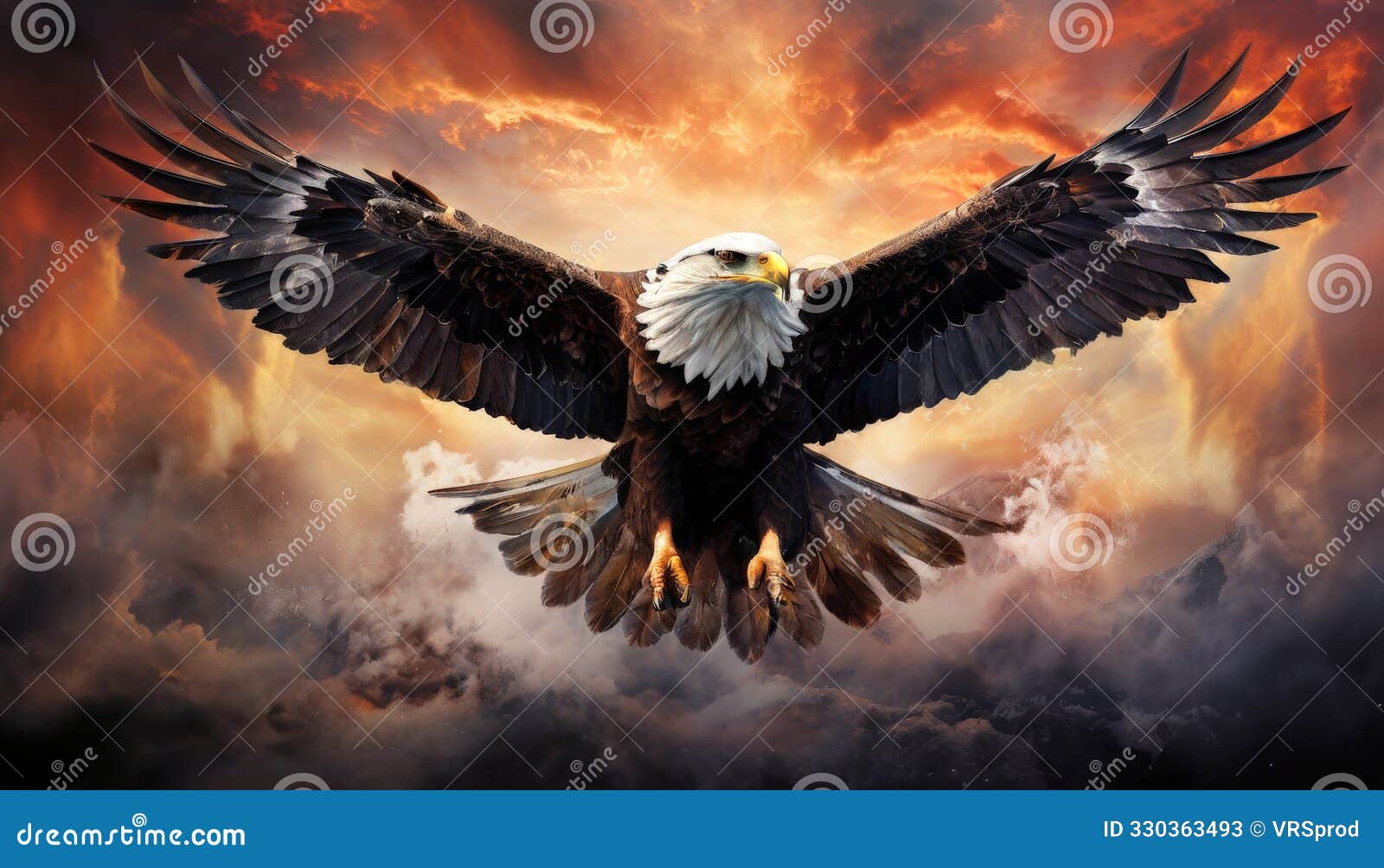 Majestic Bald Eagle Soaring through Dramatic Sky Stock Image - Image of ...