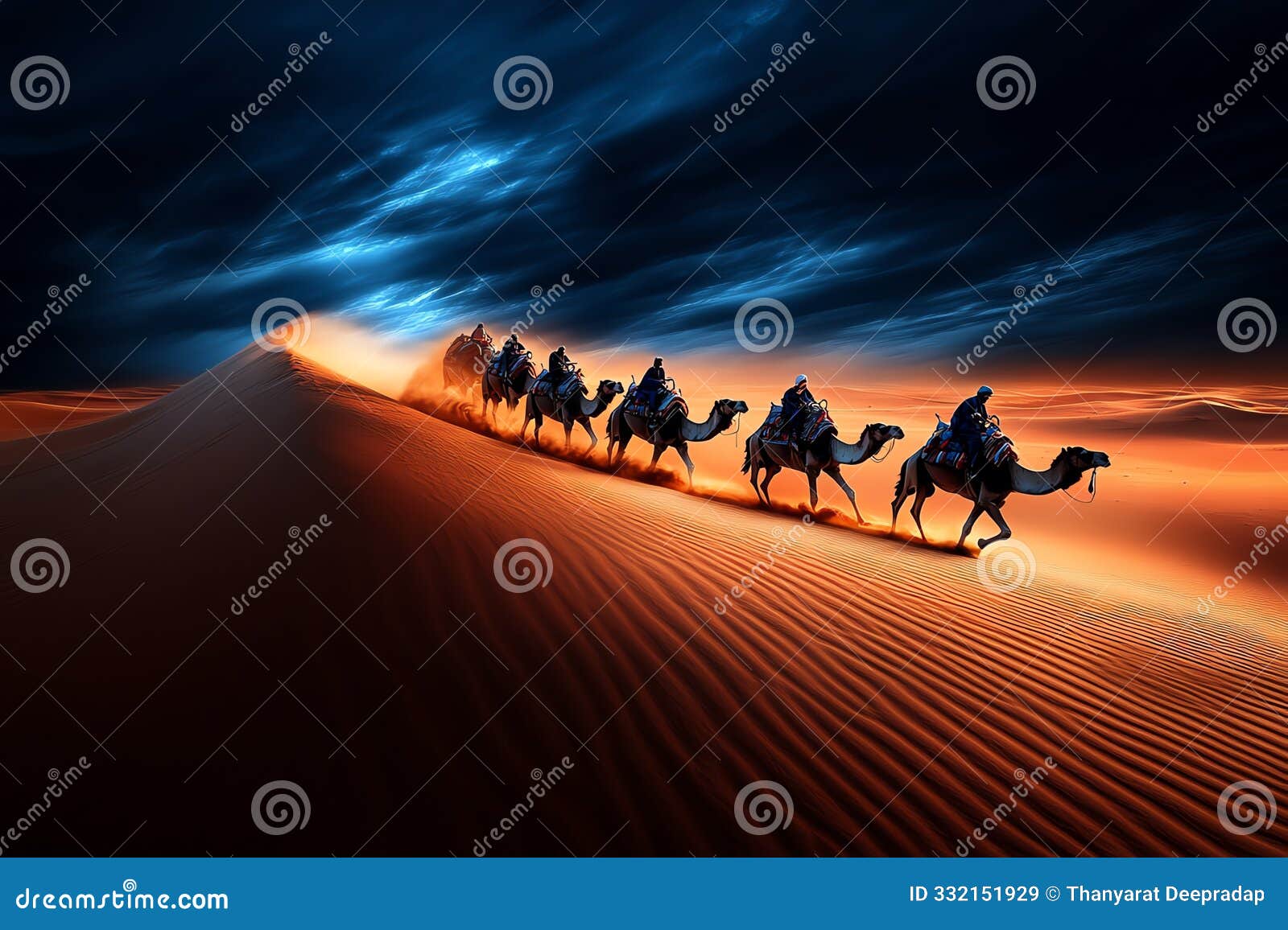 A Powerful Image of a Camel Caravan Marching through a Wind-swept ...