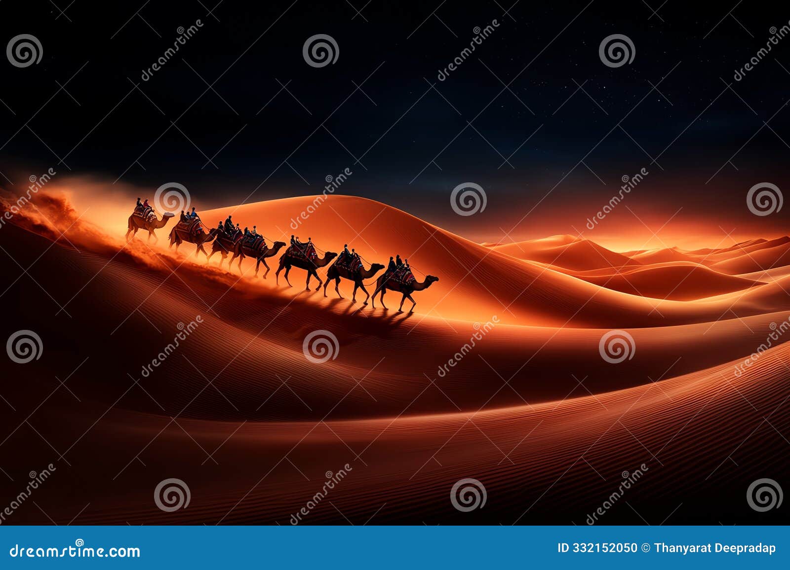 A Powerful Image of a Camel Caravan Marching through a Wind-swept ...