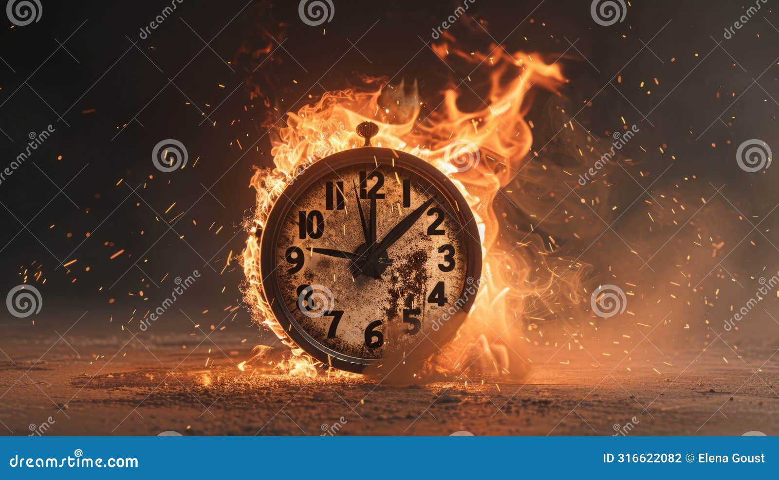 Racing Against Time. Fleeting Moments: the Clock Consumed by Flames ...