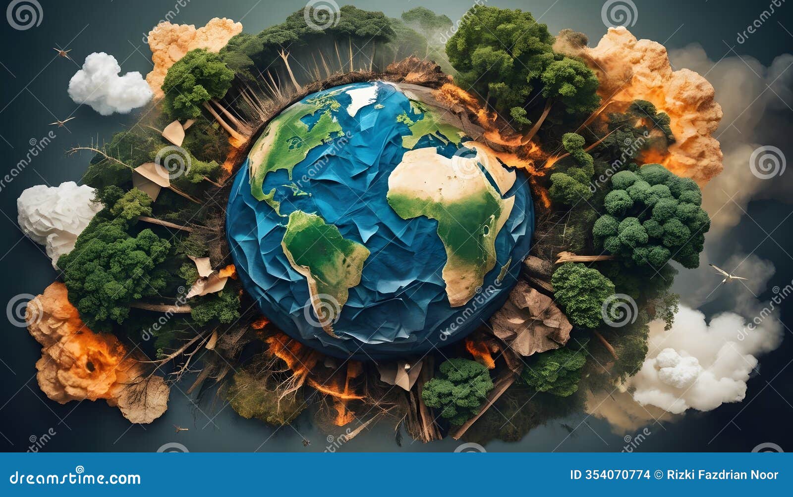 Burning Planet Earth Deforestation Climate Change Image Stock ...