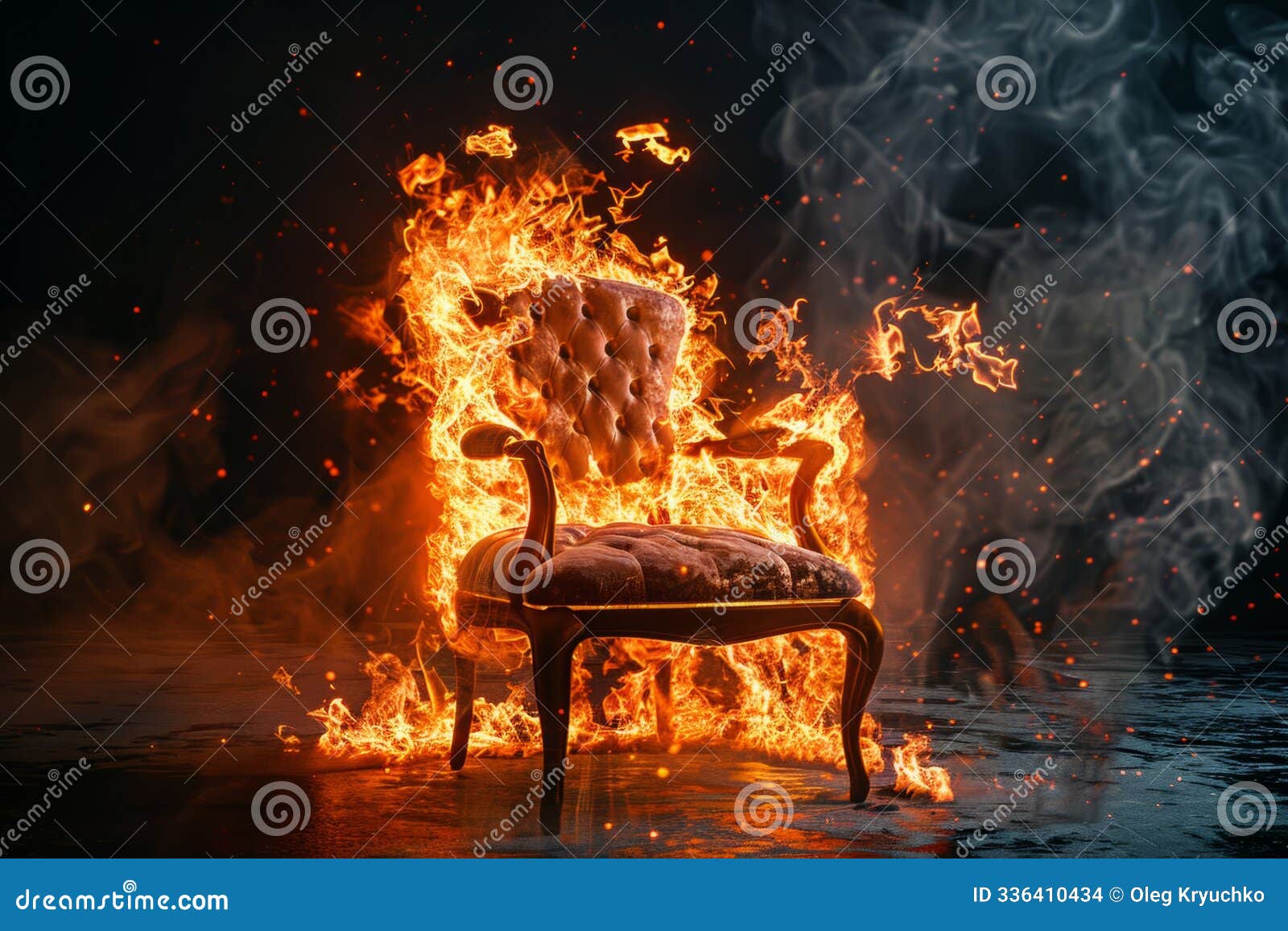 A Vintage Armchair Engulfed in Flames Creates a Striking Visual. the ...