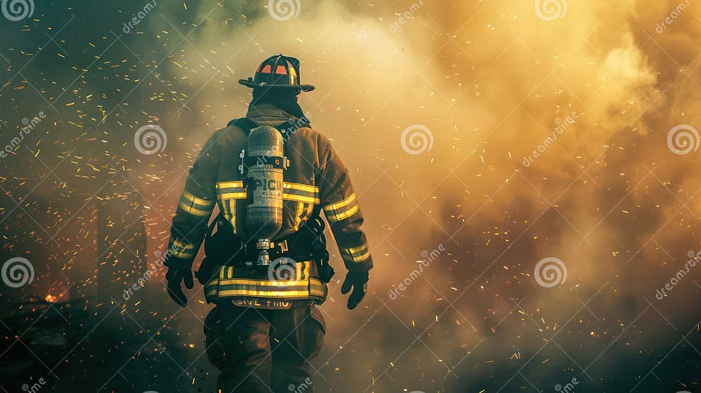 Powerful Image of Firefighter Working in Challenging Conditions Stock ...