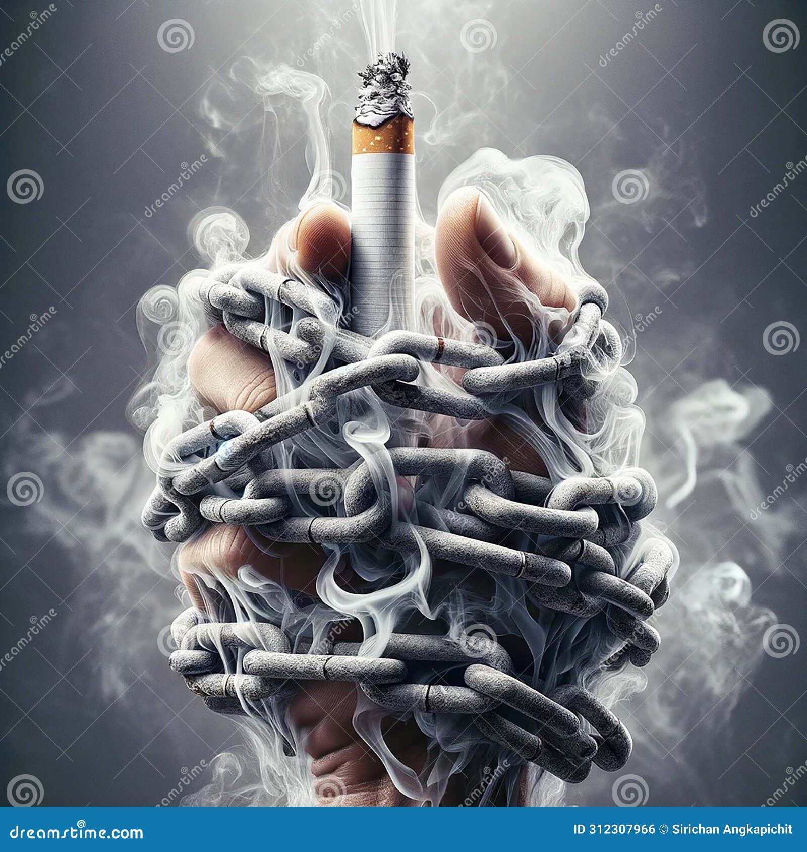Chained Hands Holding Cigarette: Addiction Imprisonment , AI Generate ...