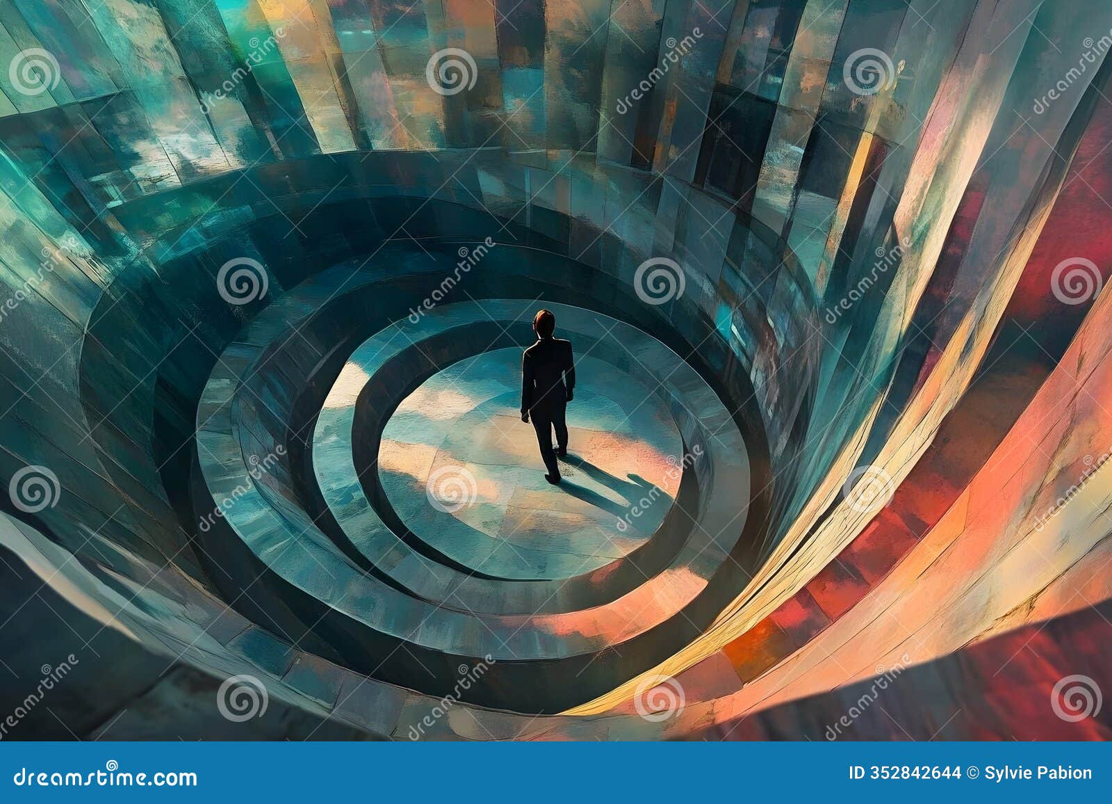 Man Standing Inside a Maze Symbolizing the Concept of Confusion and ...