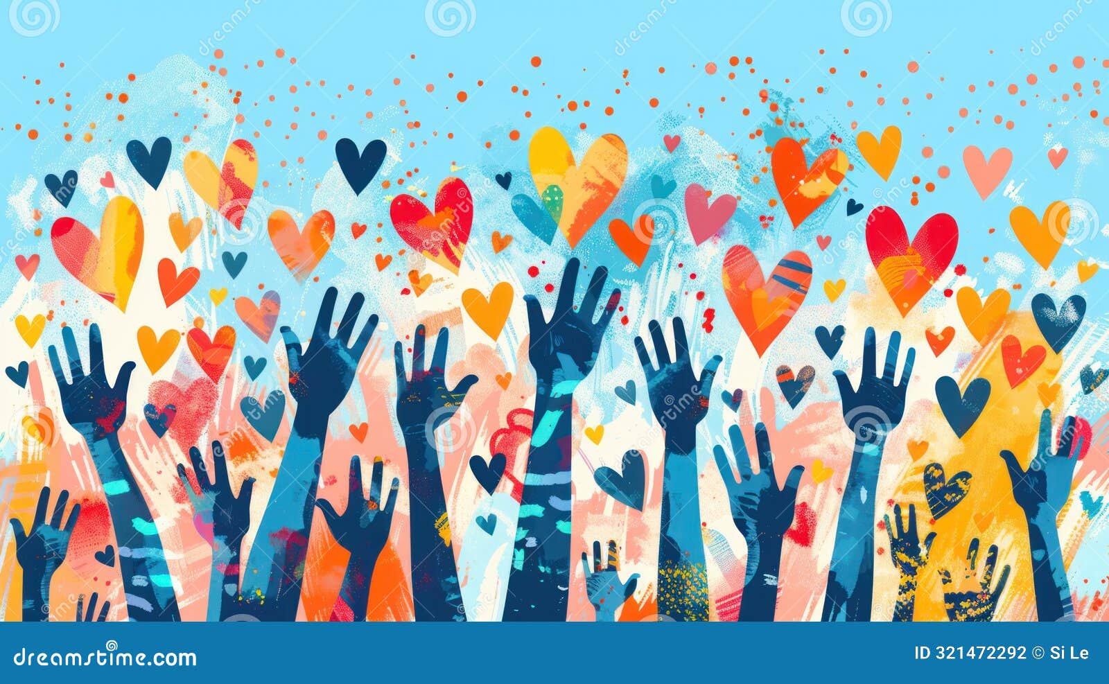 Hands of Compassion: Abstract Charity Concept with Diverse Hearts and ...