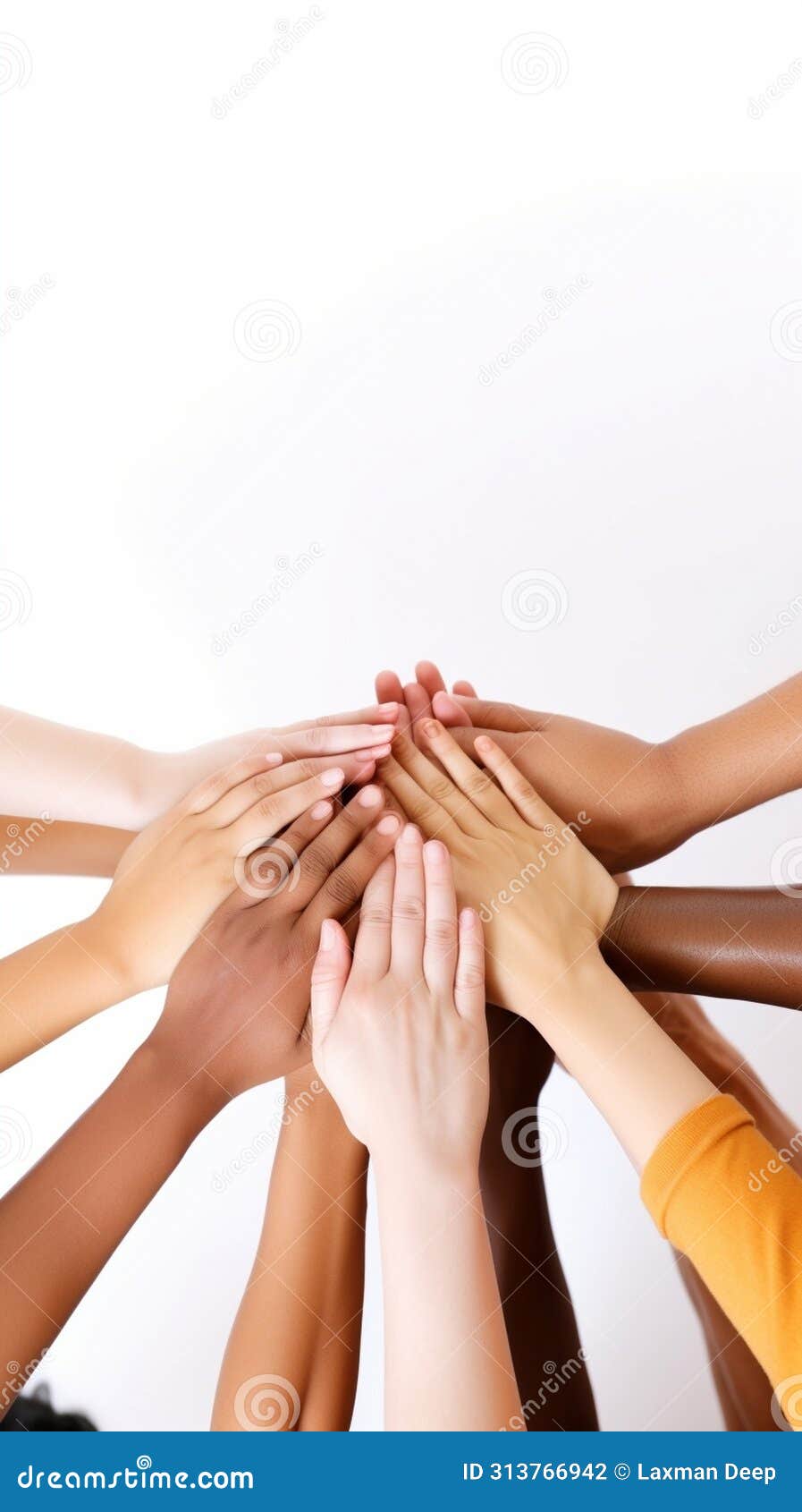 A Powerful Image of Unity with Diverse Hands Joined Together Over a ...