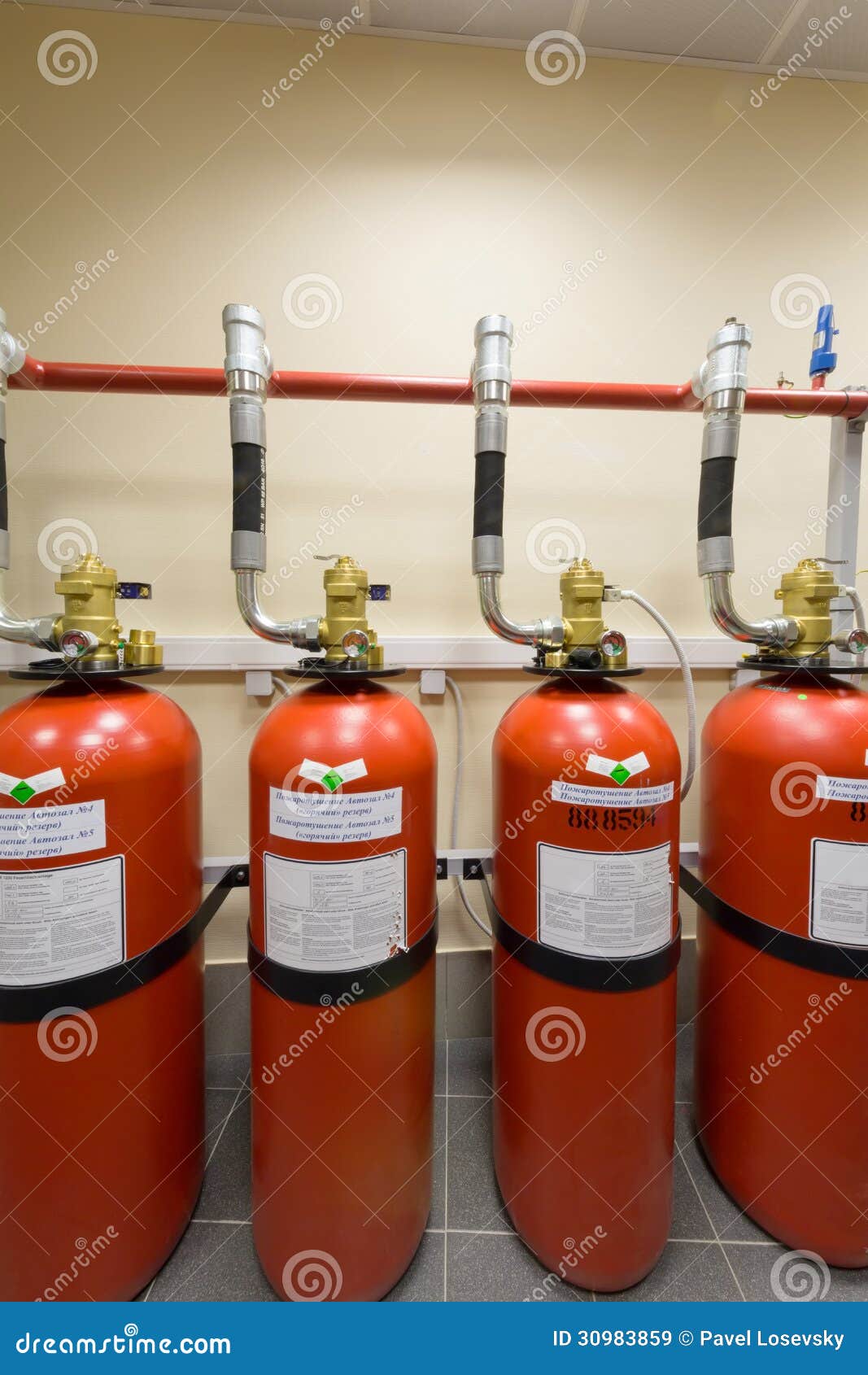 Powerful Industrial Fire Extinguishing System. Stock Image - Image of ...