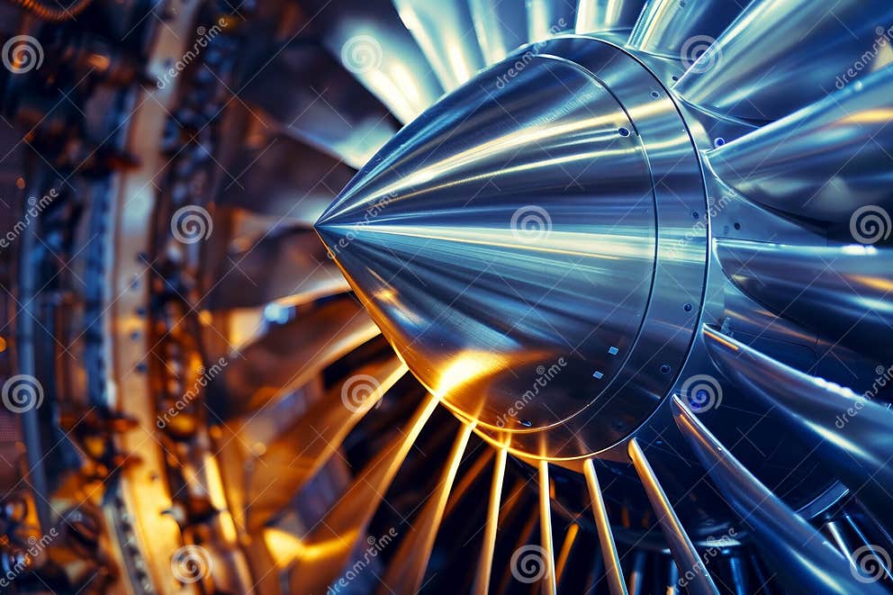 Jet Engine Turbine Spinning with Blur Effect Stock Photo - Image of ...