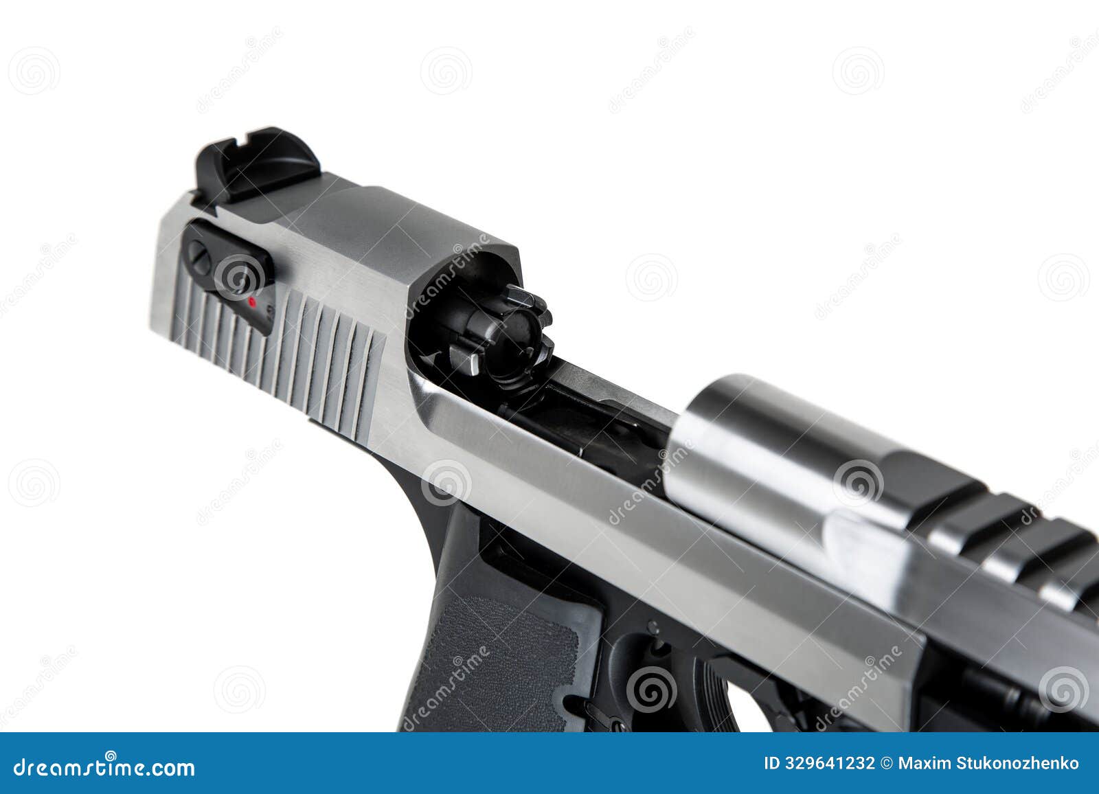 Powerful Large Caliber Pistol. Silver Pistol 50 Caliber with Black Grip ...