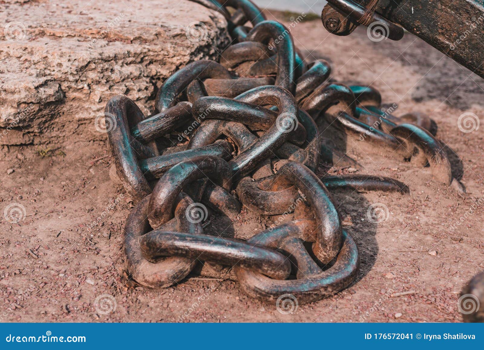 Powerful Large Metal Chains Lie on the Ground Stock Image - Image of ...