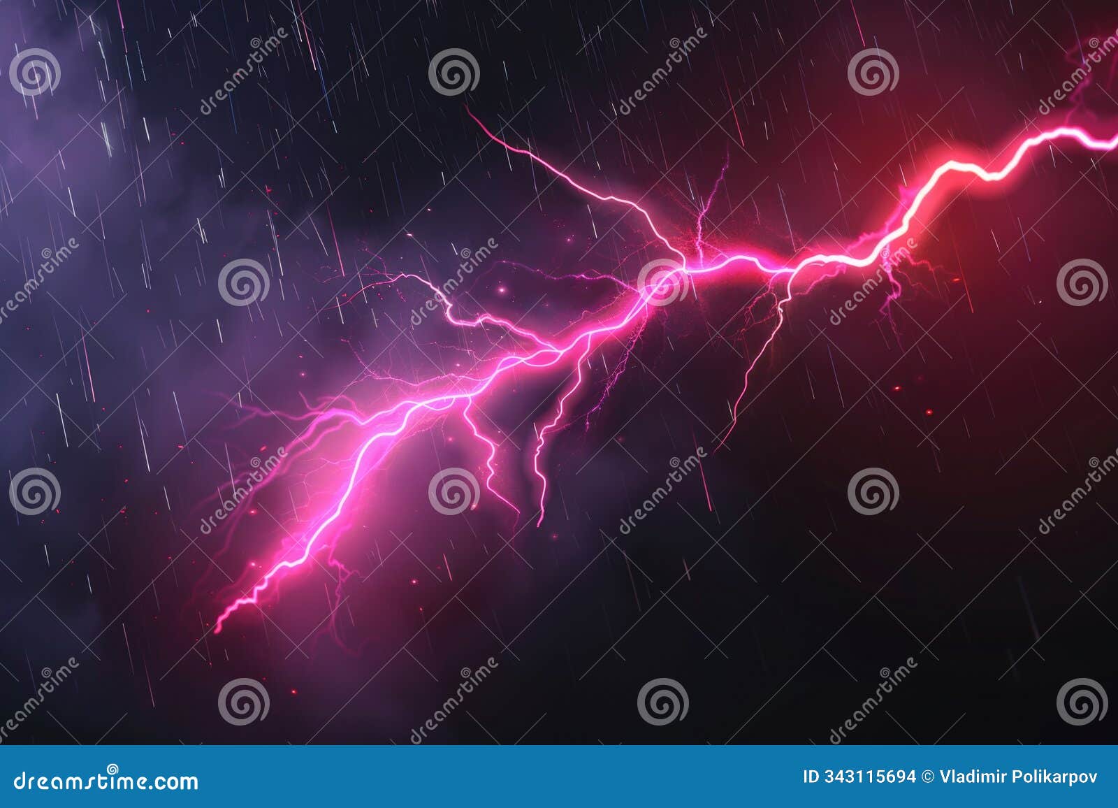 A Powerful Lightning Bolt Striking Down from the Dark Sky Stock Photo ...