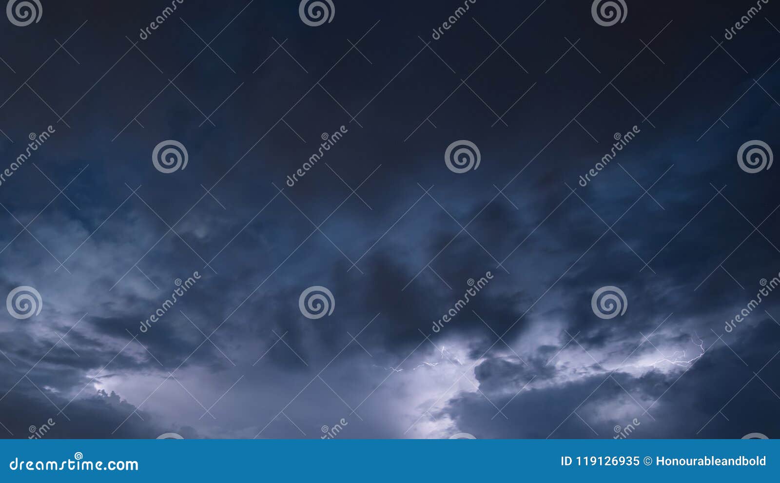 Powerful Lightning Storm Raging in Moody Dramatic Sky Stock Image ...