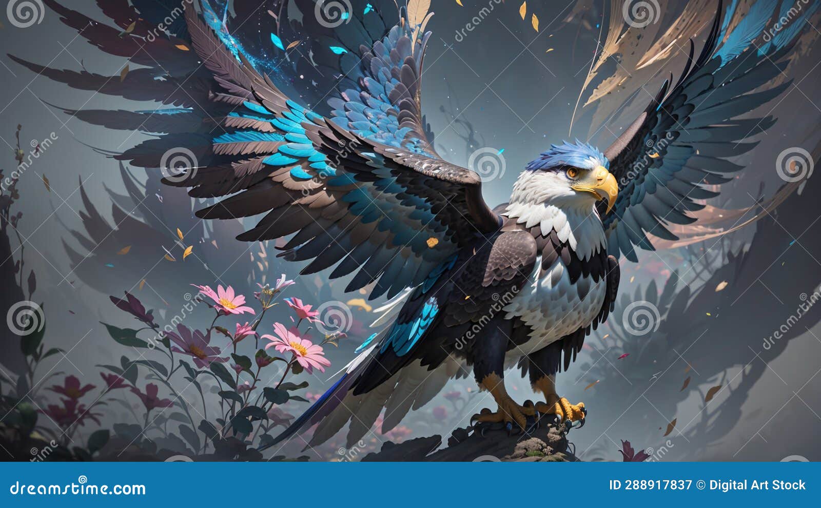 Powerful Looking Eagle Perches Majestically on a Rock, Its Piercing Gaze Commanding Attention ...