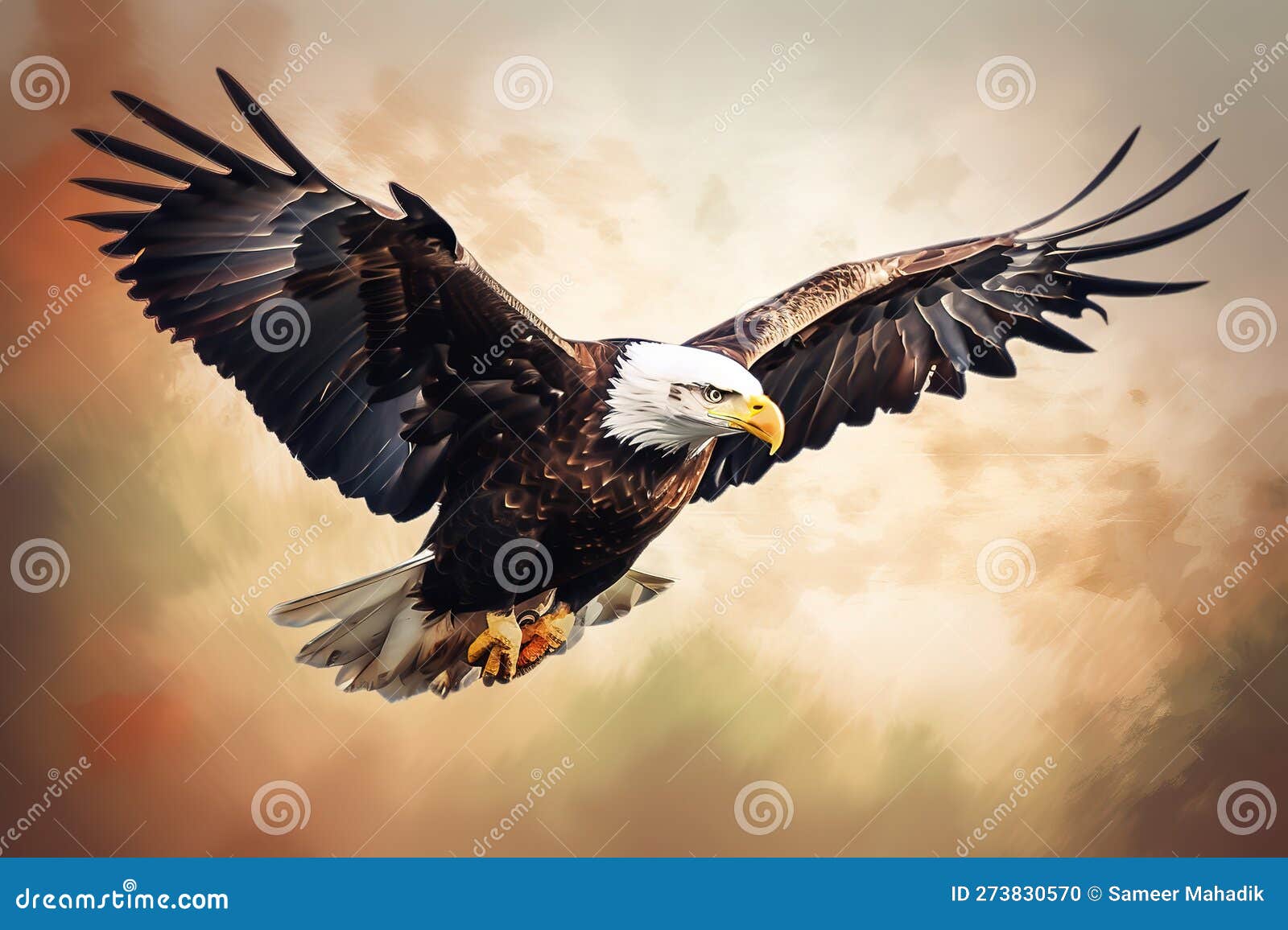 A Powerful and Majestic Bald Eagle Soaring through the Sky, Showing Off ...