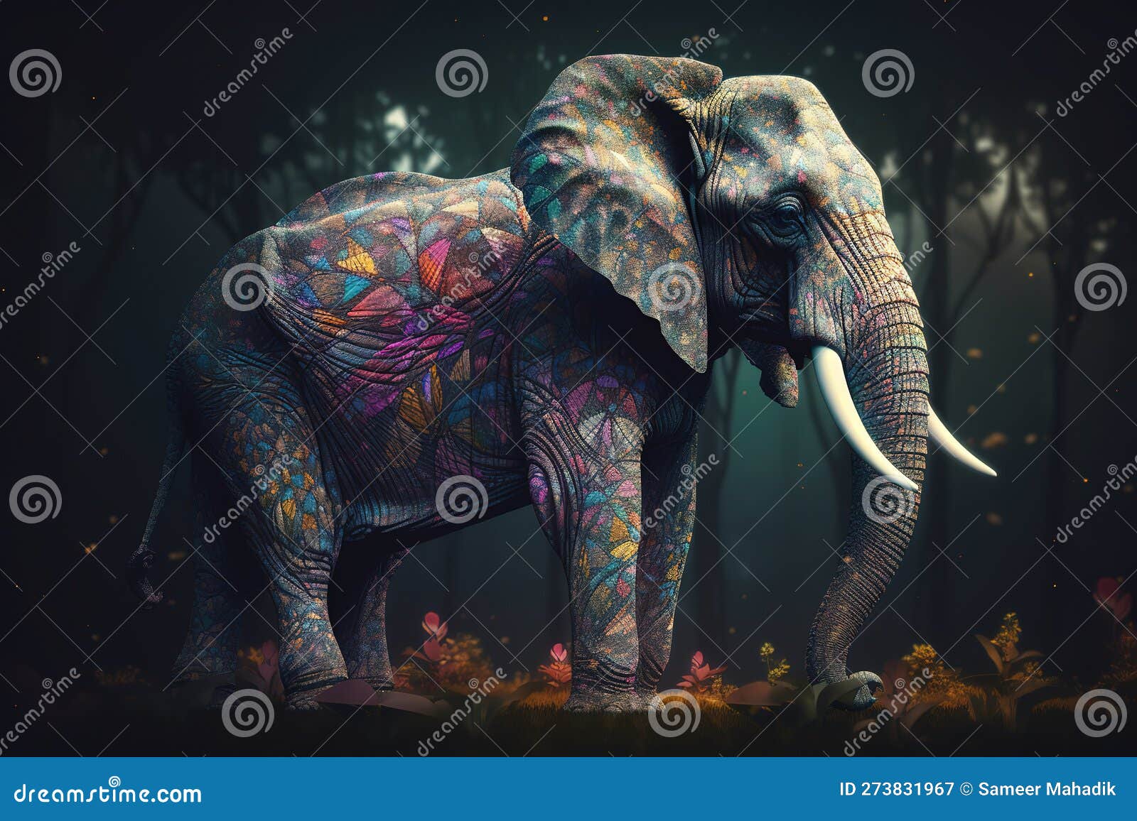 A Powerful and Majestic Elephant in the Jungle Generative AI Stock ...