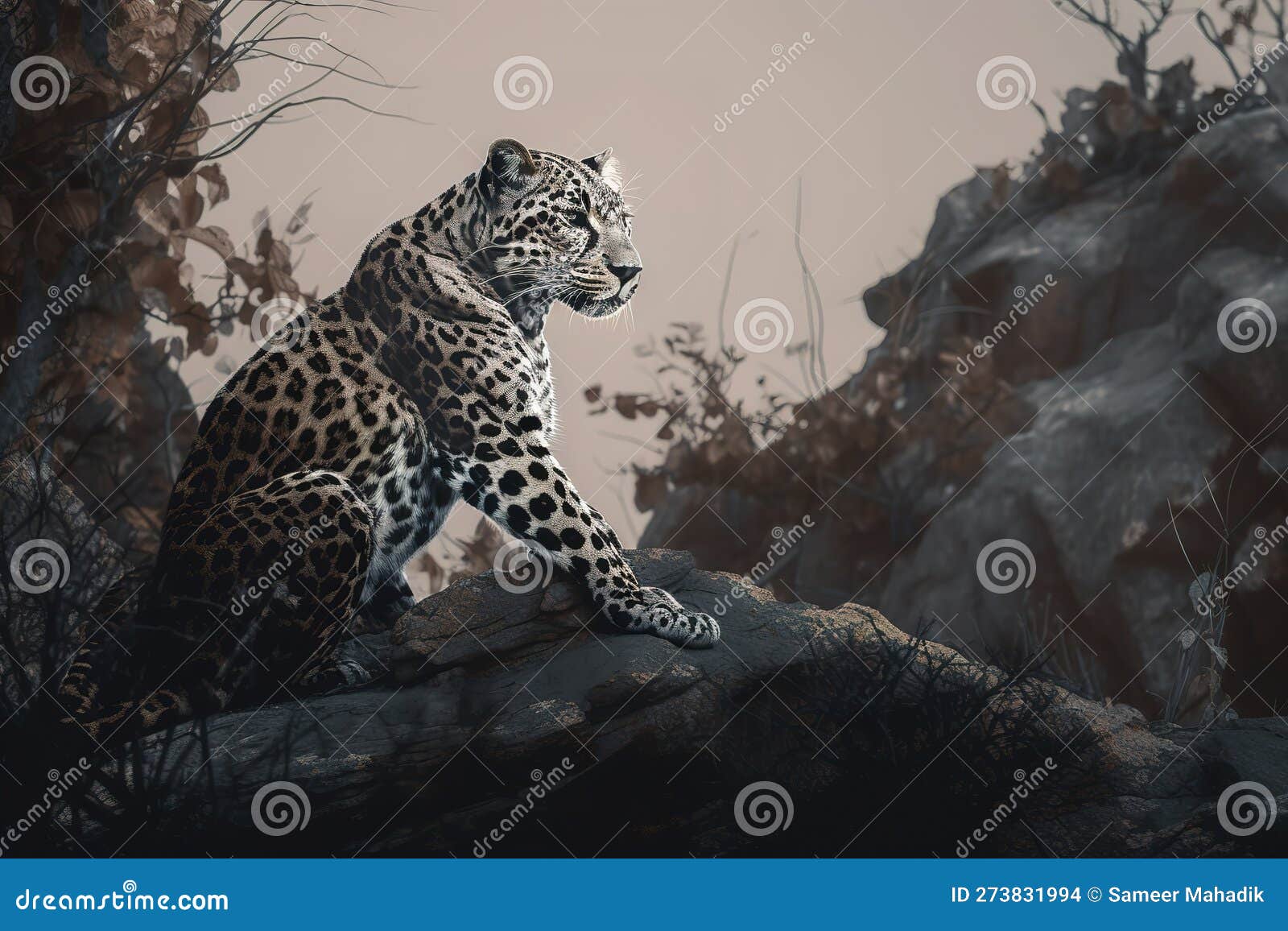 A Powerful and Majestic Leopard on a Rocky Outcrop. Generative AI Stock ...