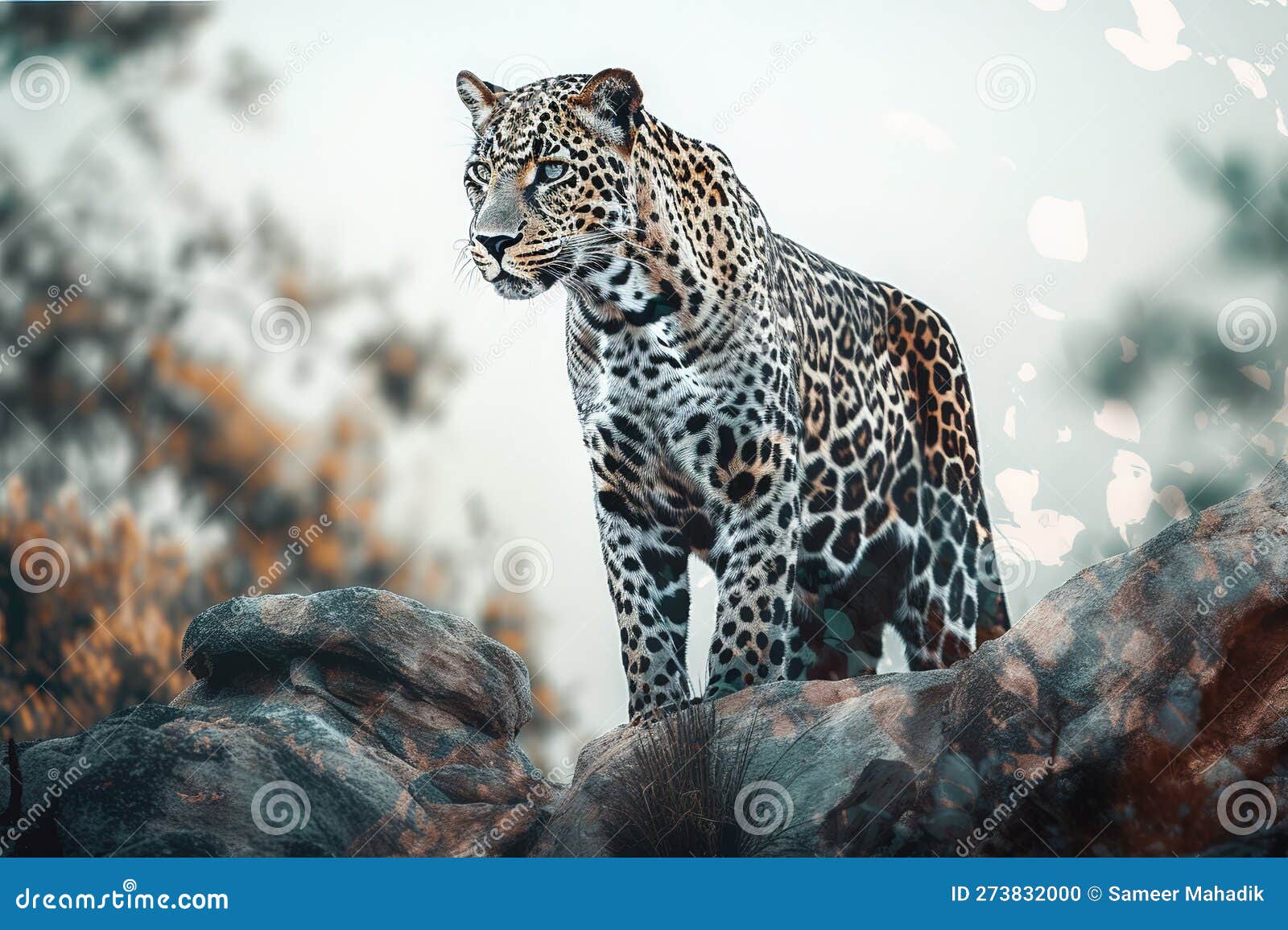 A Powerful and Majestic Leopard on a Rocky Outcrop. Generative AI Stock ...