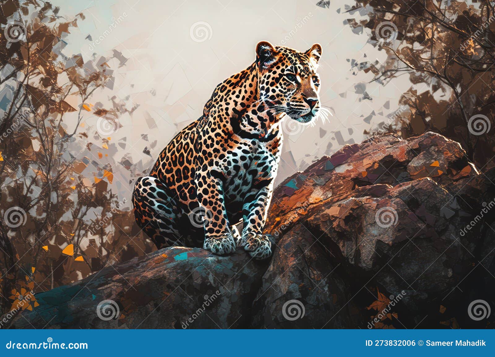 A Powerful and Majestic Leopard on a Rocky Outcrop. Generative AI Stock ...