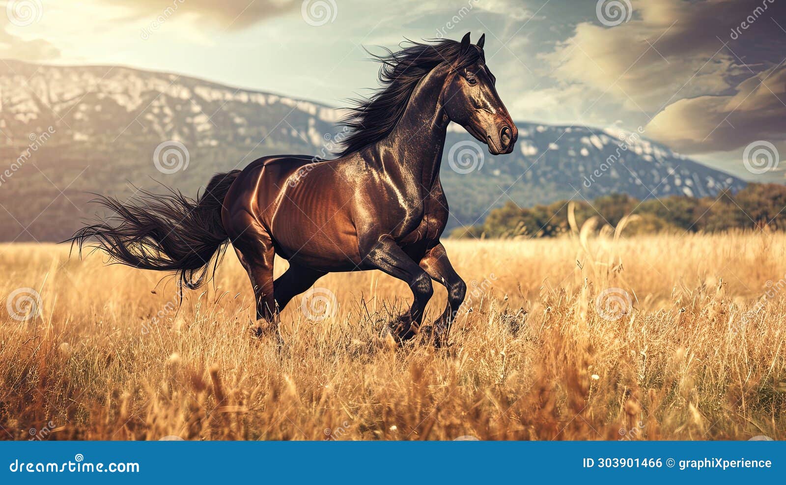 Powerful Majestic Stallion stock illustration. Illustration of wild ...