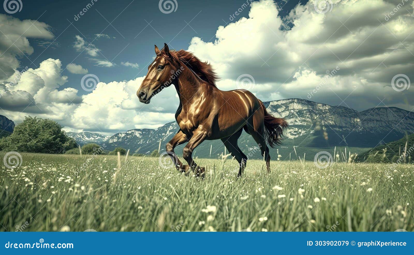 Powerful Majestic Stallion stock illustration. Illustration of farm ...